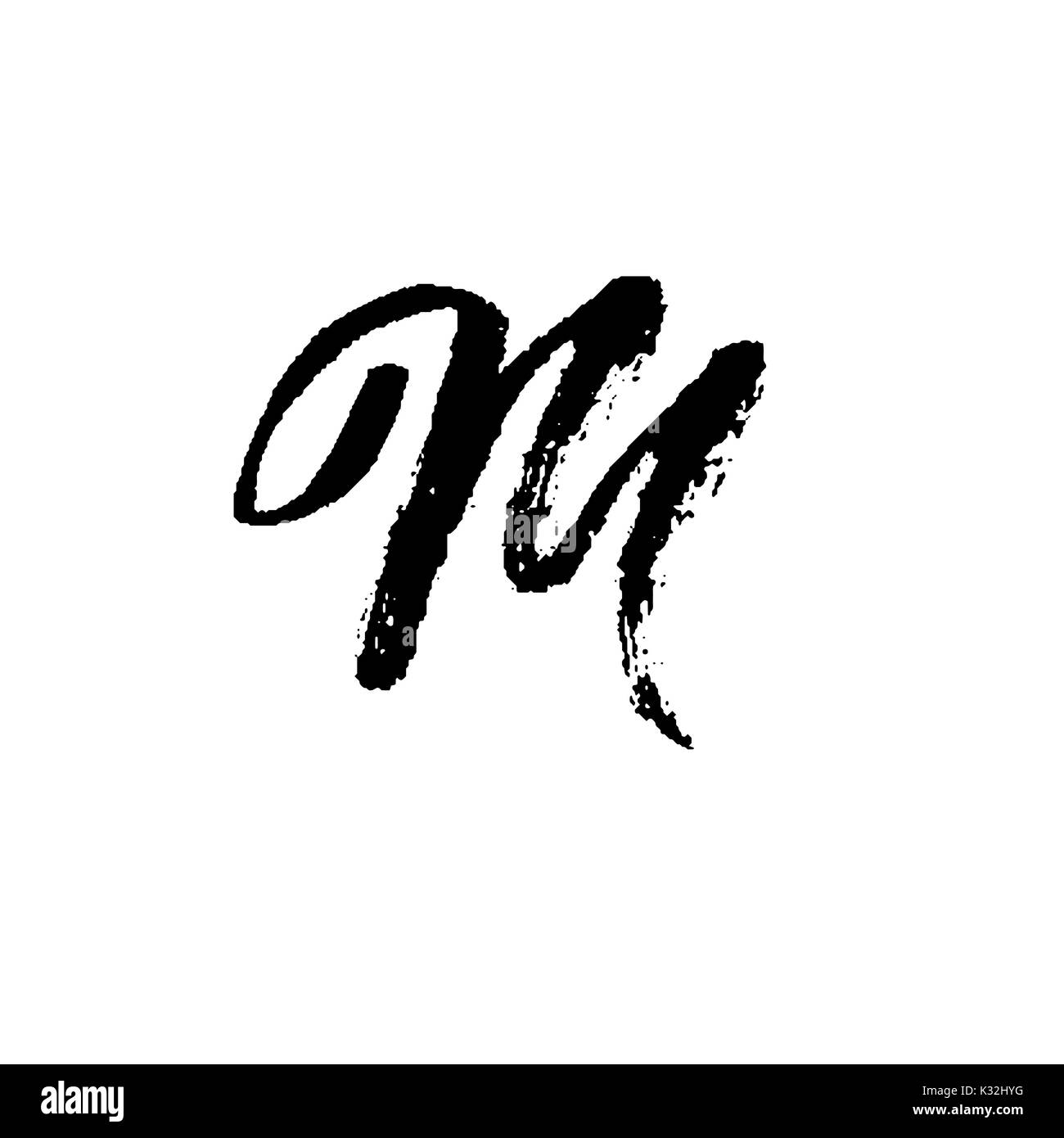 Letter M. Handwritten by dry brush. Rough strokes font. Vector ...