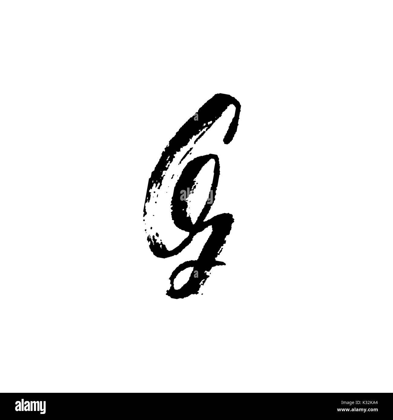 Letter Q. Handwritten by dry brush. Rough strokes font. Vector ...