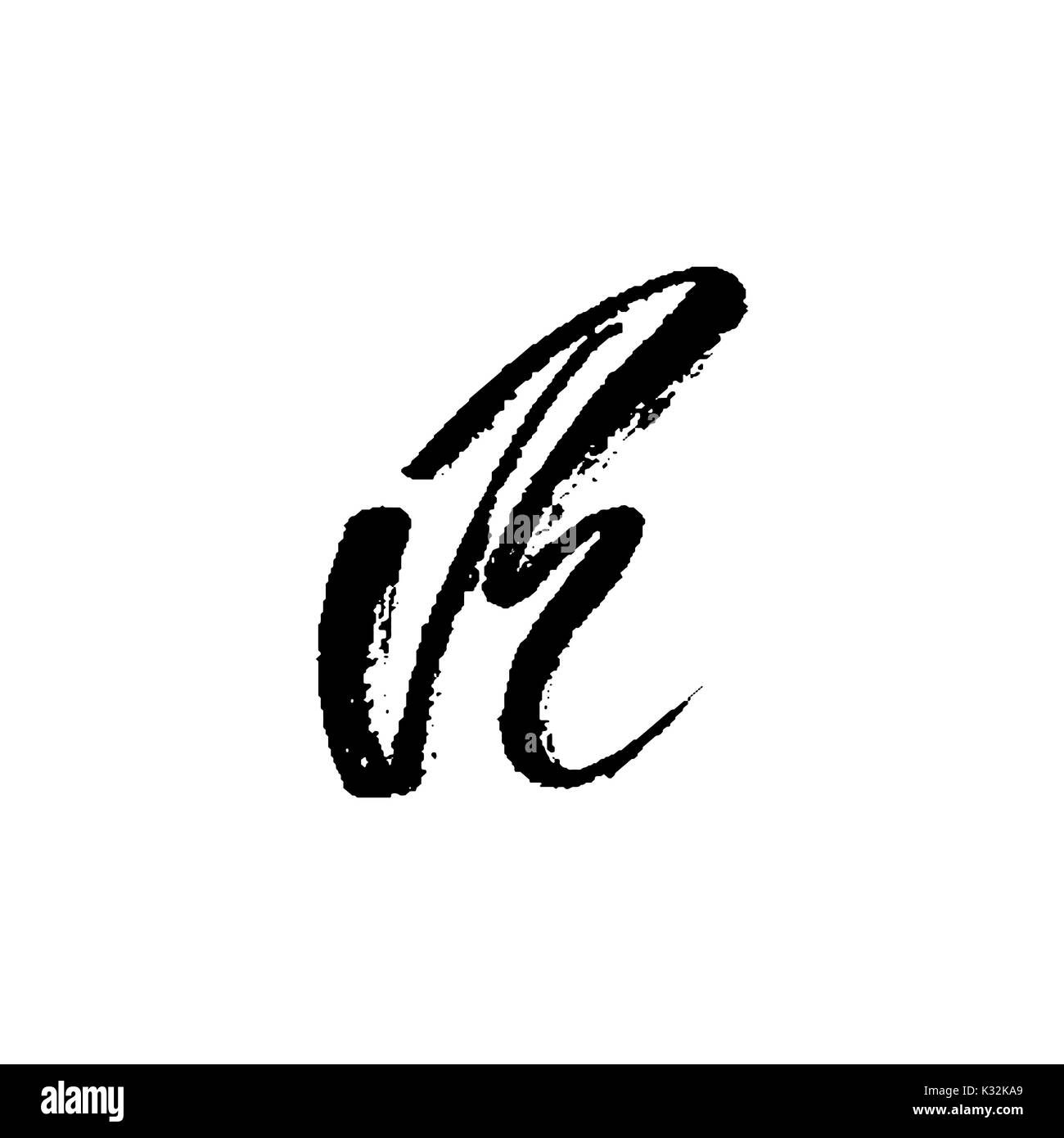 Letter R. Handwritten by dry brush. Rough strokes font. Vector ...
