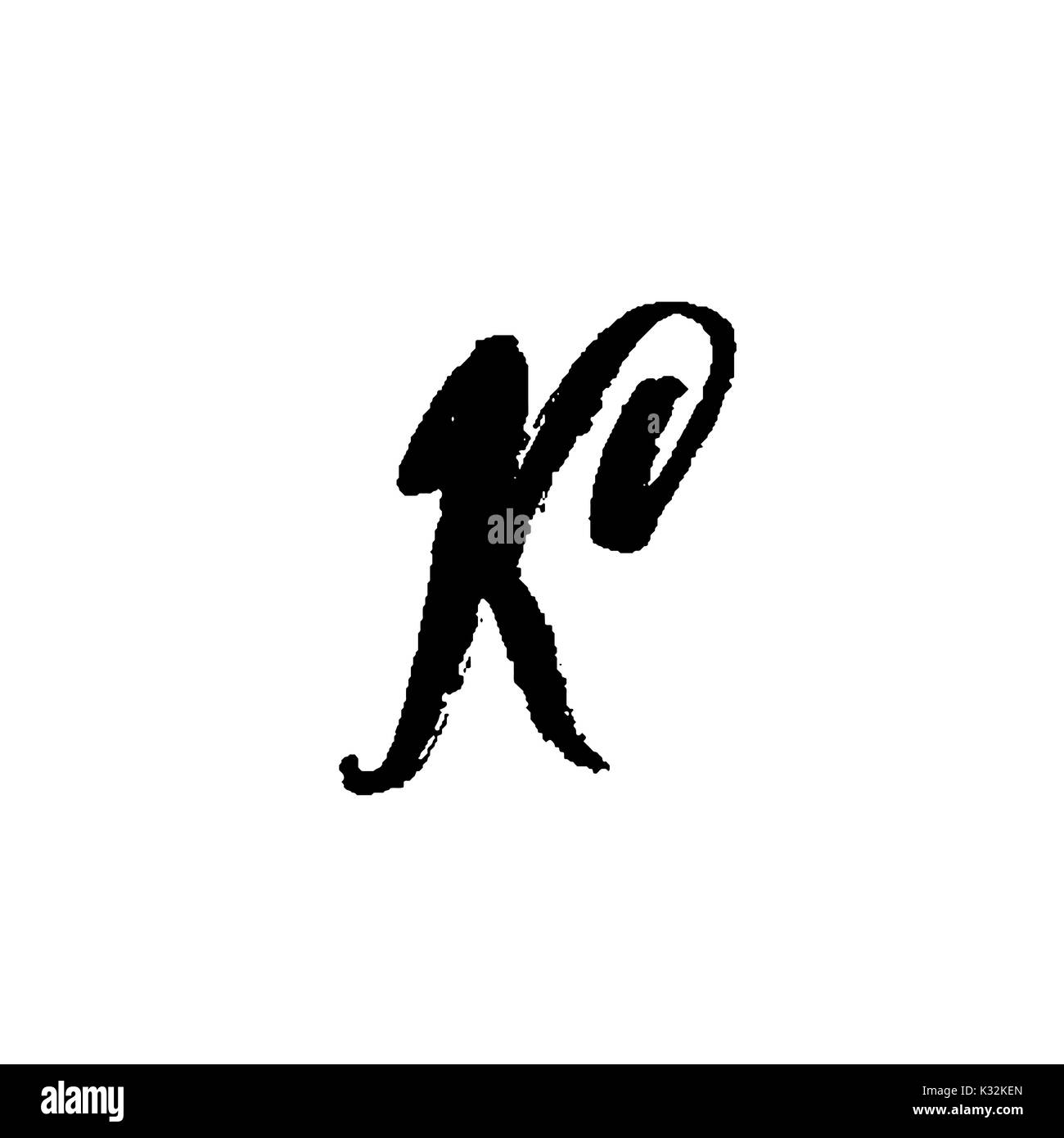 Letter K. Handwritten by dry brush. Rough strokes font. Vector ...