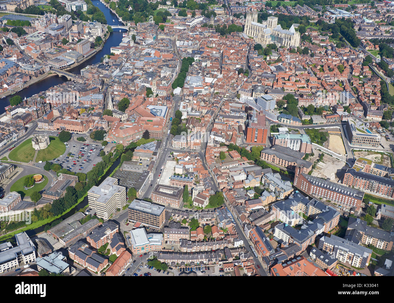 An aerial view of the historic City of York, North Yorkshire, Northern ...