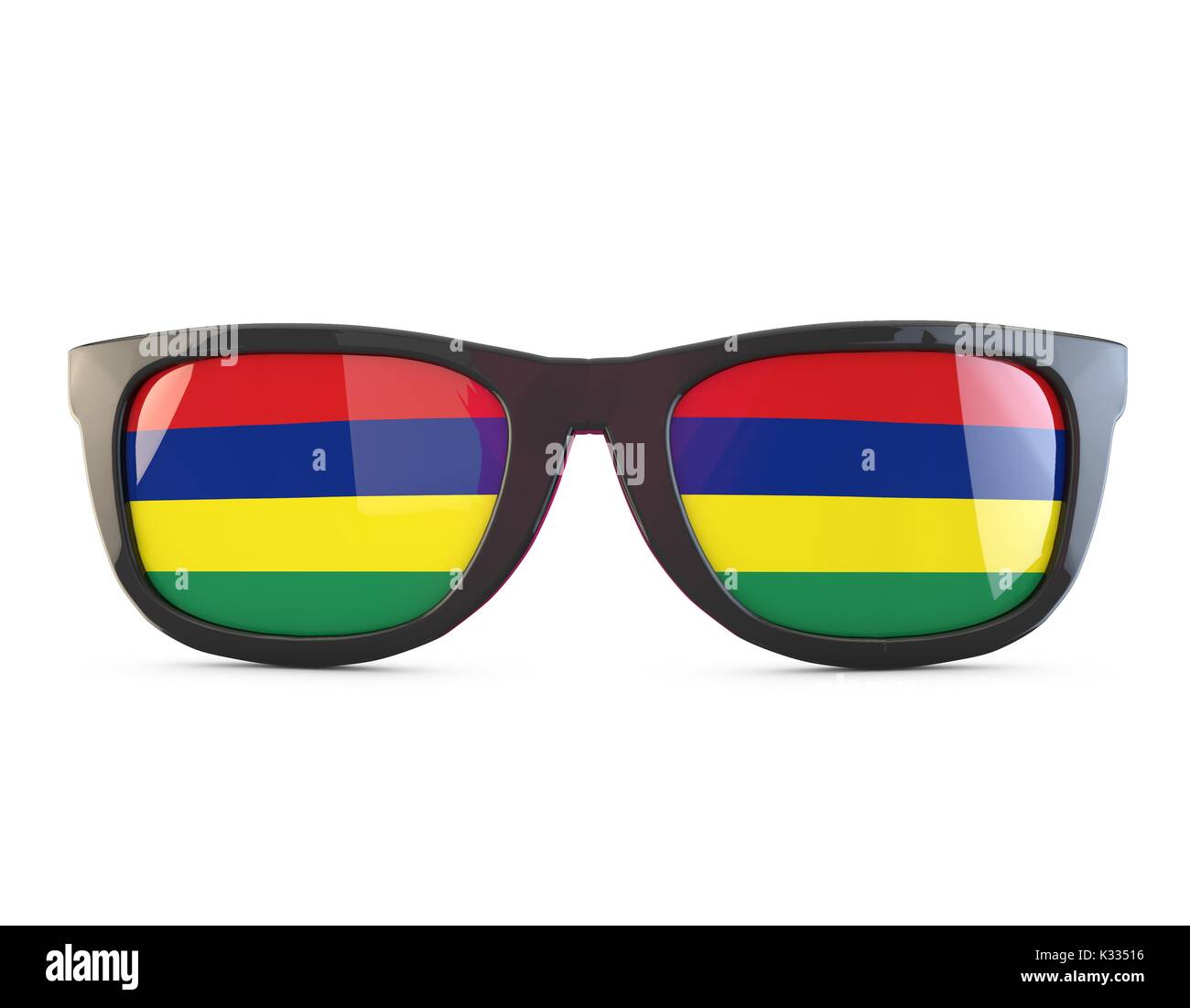 Mauritius flag sunglasses. 3D Rendering Stock Photo - Alamy