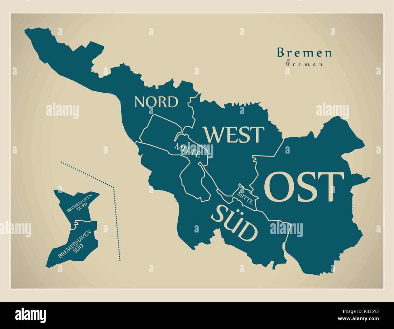 Modern City Map - Bremen city of Germany with boroughs and titles DE ...