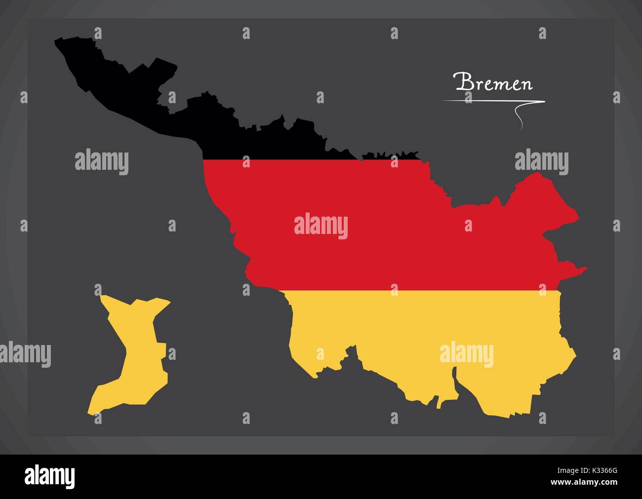 Bremen map with German national flag illustration Stock Vector Image ...