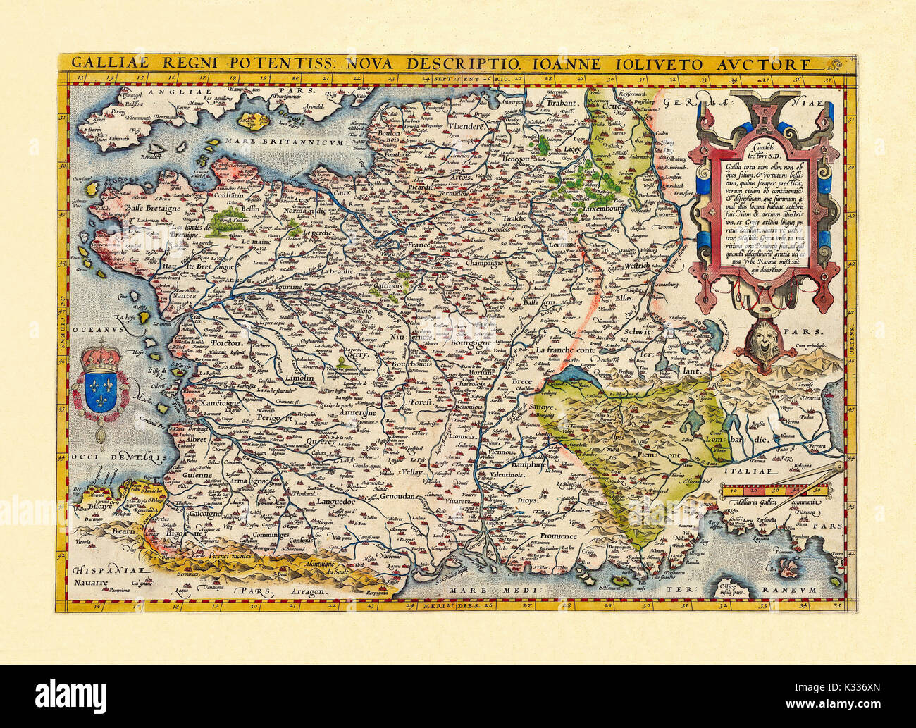 Old map of France in excellent state of preservation. By Ortelius ...