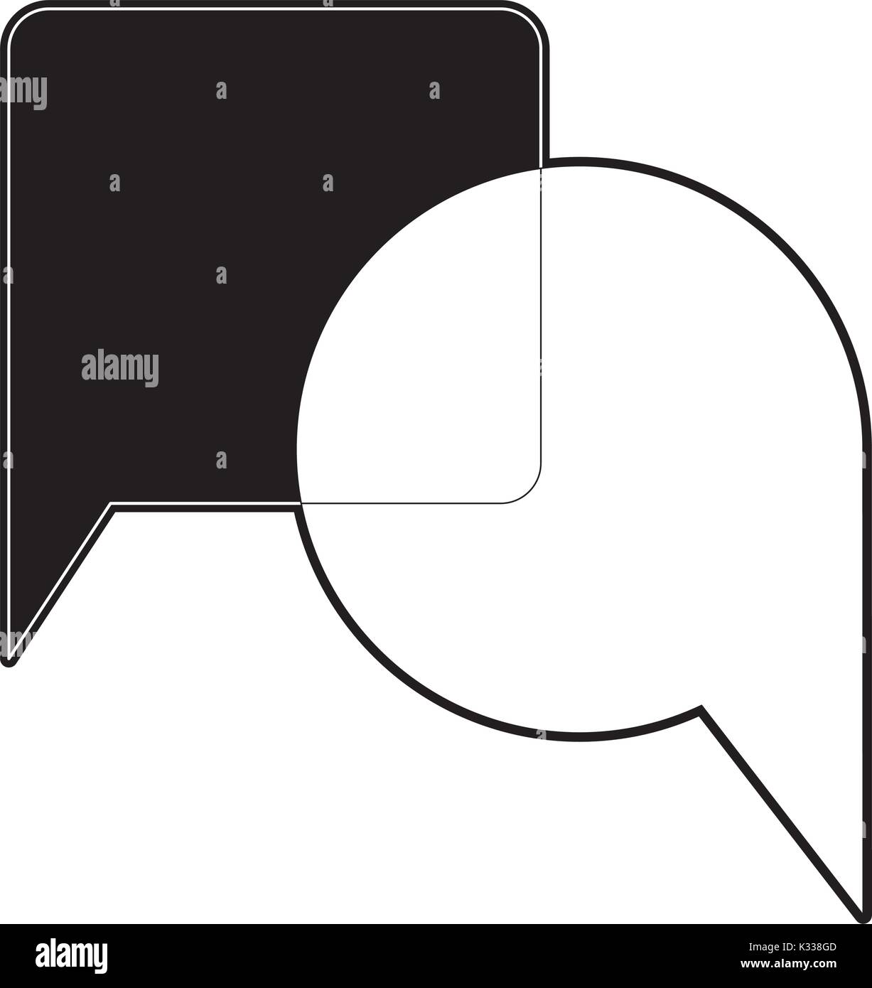 bubble speech circle and square with tail black silhouette and thick ...