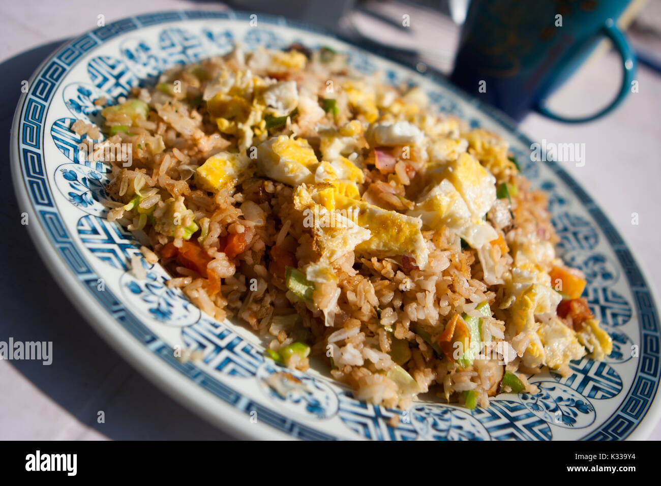 A dish of fried rice on the Annapurna Base Camp Trek, Nepal Stock Photo ...