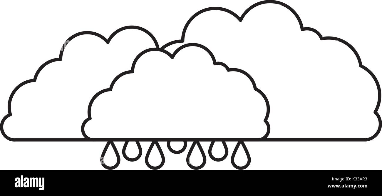 clouds with drizzle in sketch silhouette on white background Stock ...