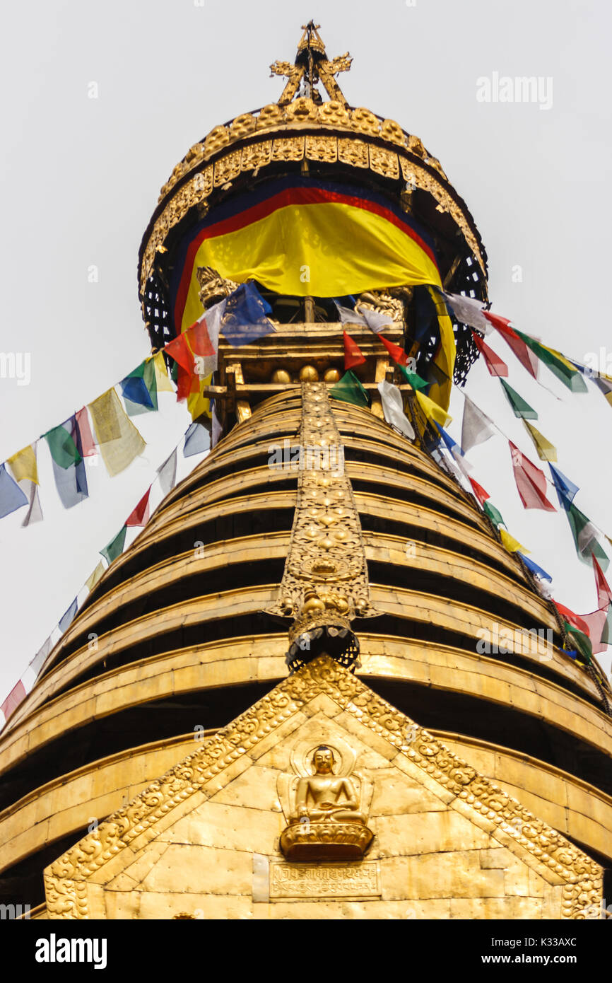 The golden stupa of the Swayambu nath Temple, Kathmandu, Nepal Stock ...