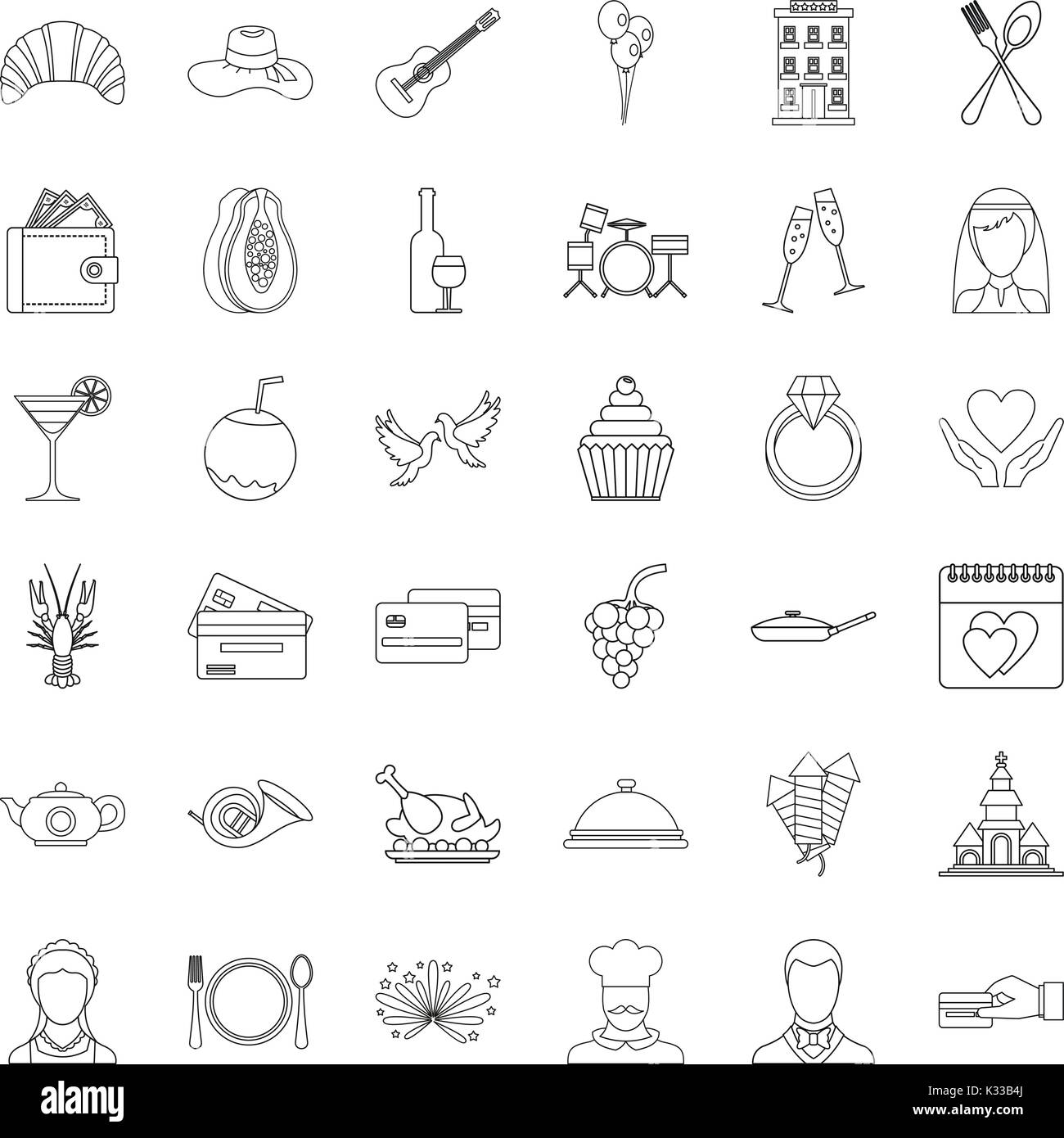 Wedding banquet icons set, outline style Stock Vector Image & Art - Alamy