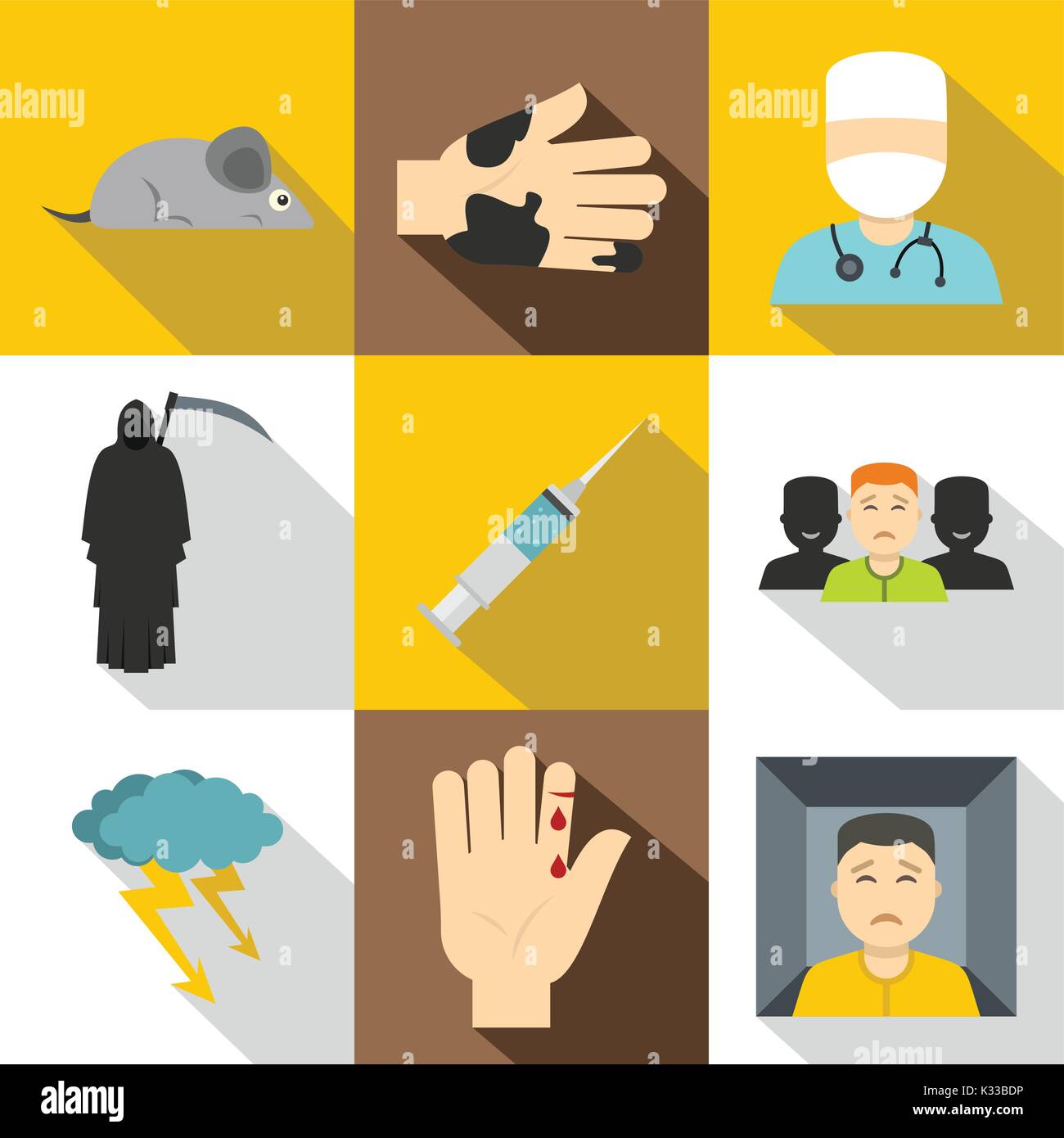 Fear icon set, flat style Stock Vector Image & Art - Alamy