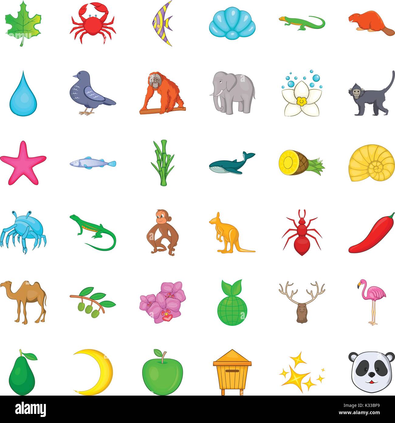 Wild nature icons set, cartoon style Stock Vector Image & Art - Alamy