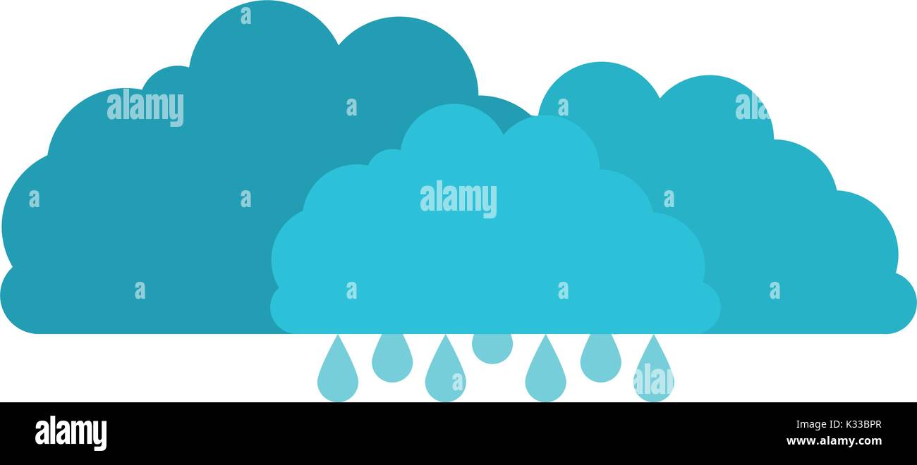 clouds with drizzle in colorful silhouette on white background Stock ...