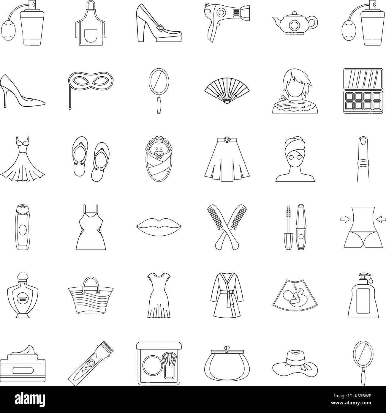 Woman icons set, outline style Stock Vector Image & Art - Alamy