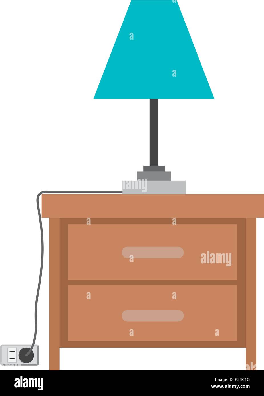 nightstand with lamp in colorful silhouette on white background Stock ...