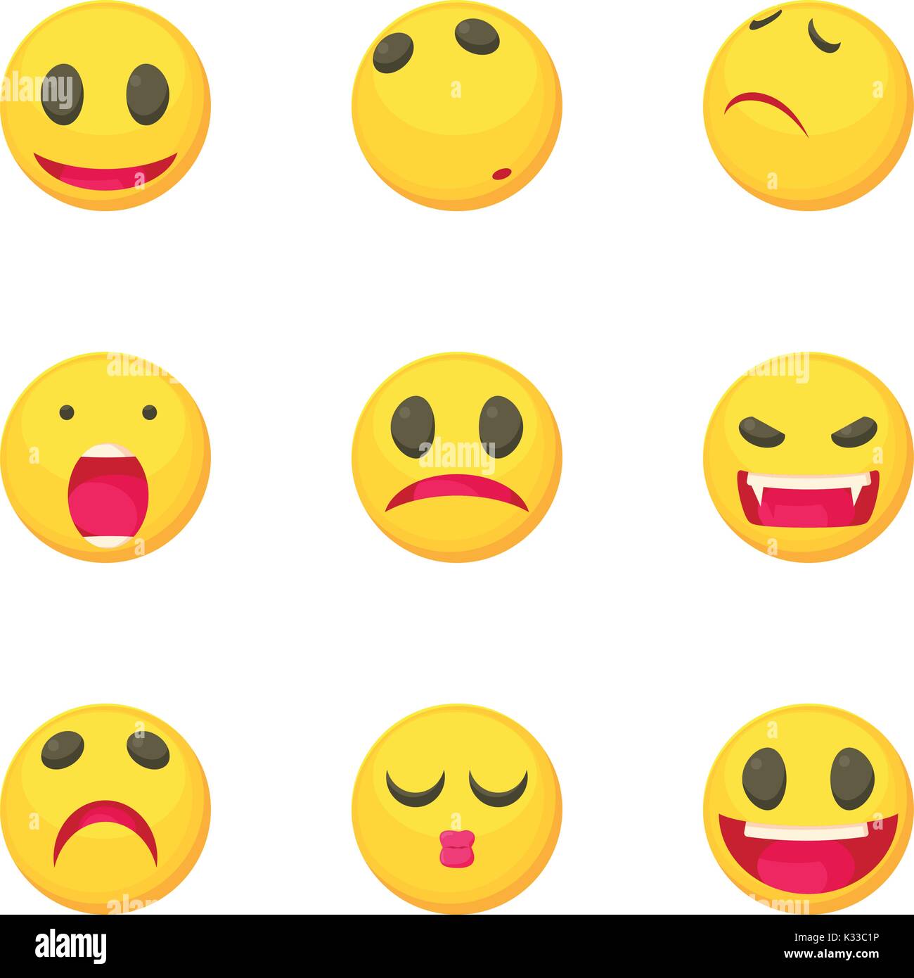 Smiley face icons set, cartoon style Stock Vector Image & Art - Alamy