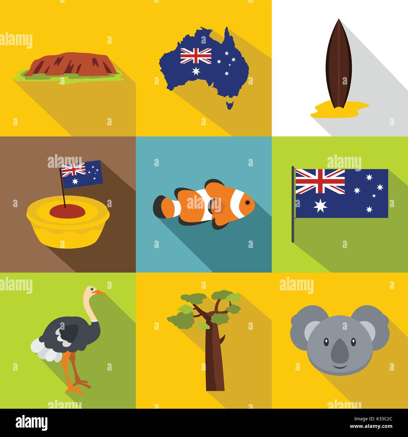 Australia icon set, flat style Stock Vector Image & Art - Alamy