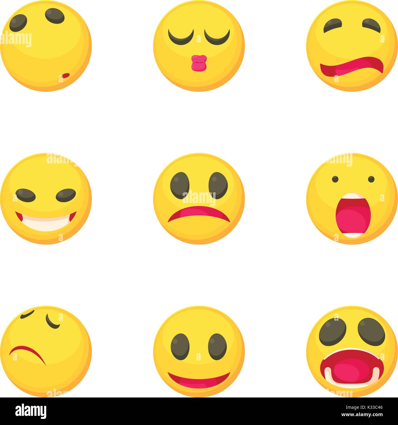Sad smile face icons set, cartoon style Stock Vector Image & Art - Alamy