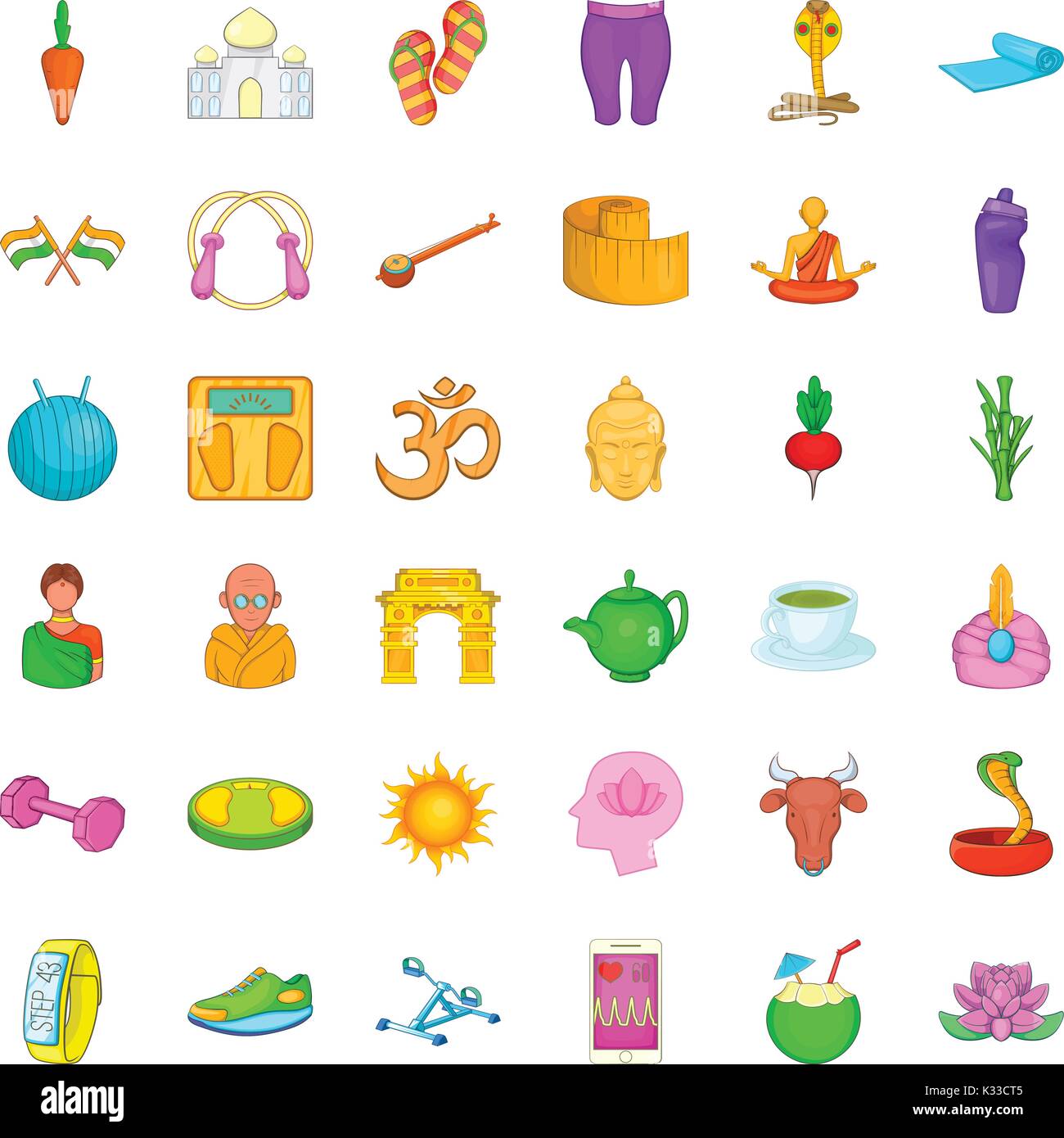 Yoga center icons set, cartoon style Stock Vector Image & Art - Alamy