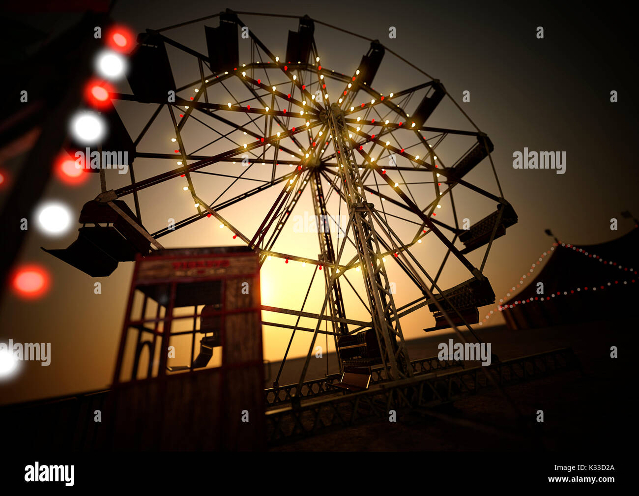 3D rendering of a carnival scene, ferris wheel Stock Photo - Alamy