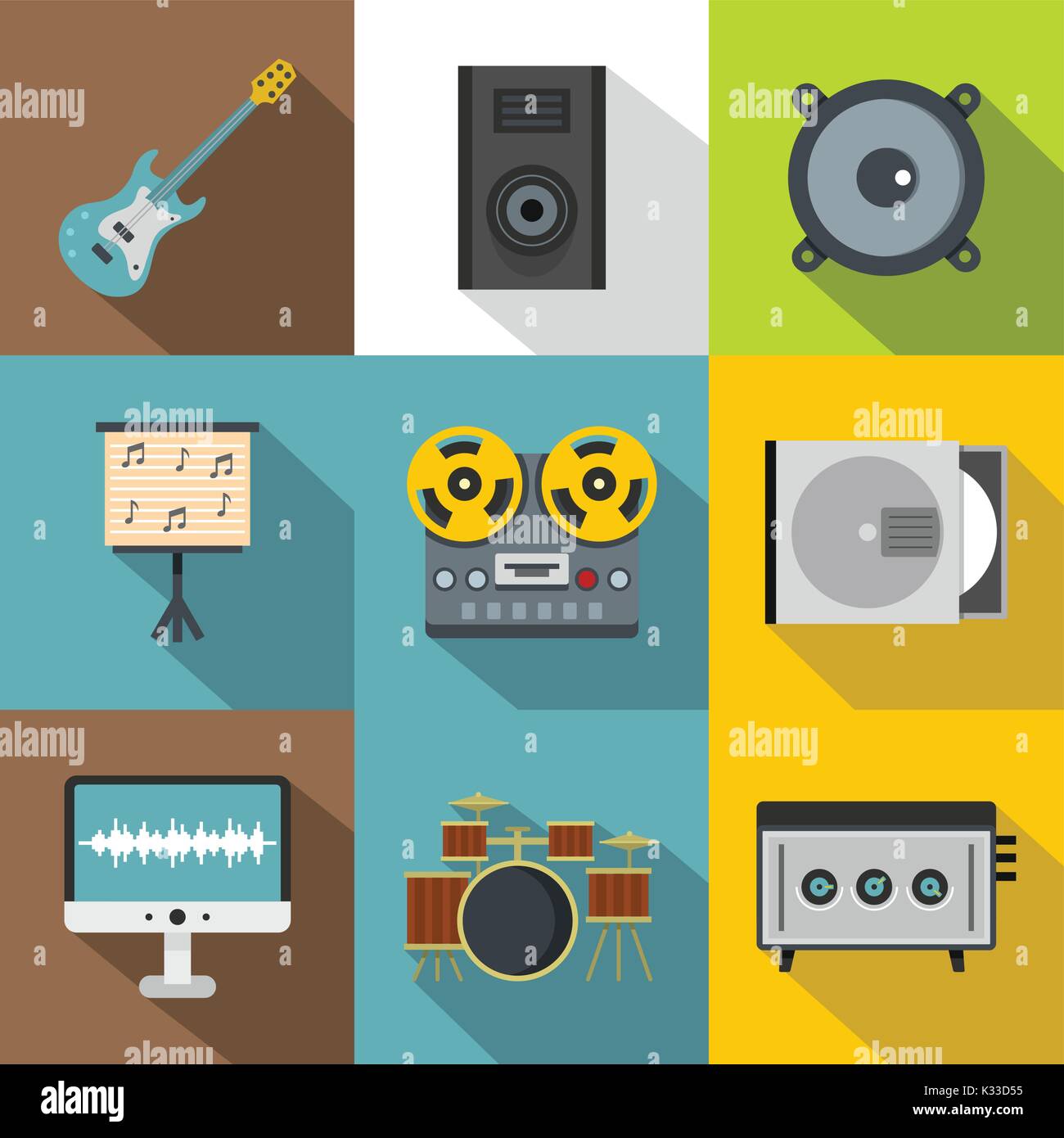 Music equipment icon set, flat style Stock Vector Image & Art - Alamy