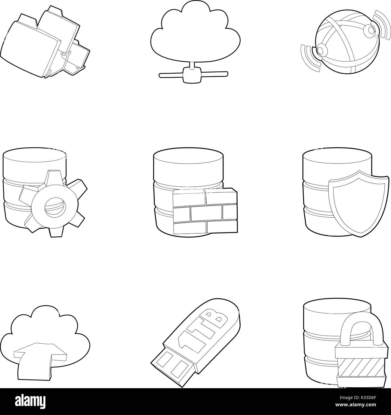 Big data icons set, outline style Stock Vector Image & Art - Alamy