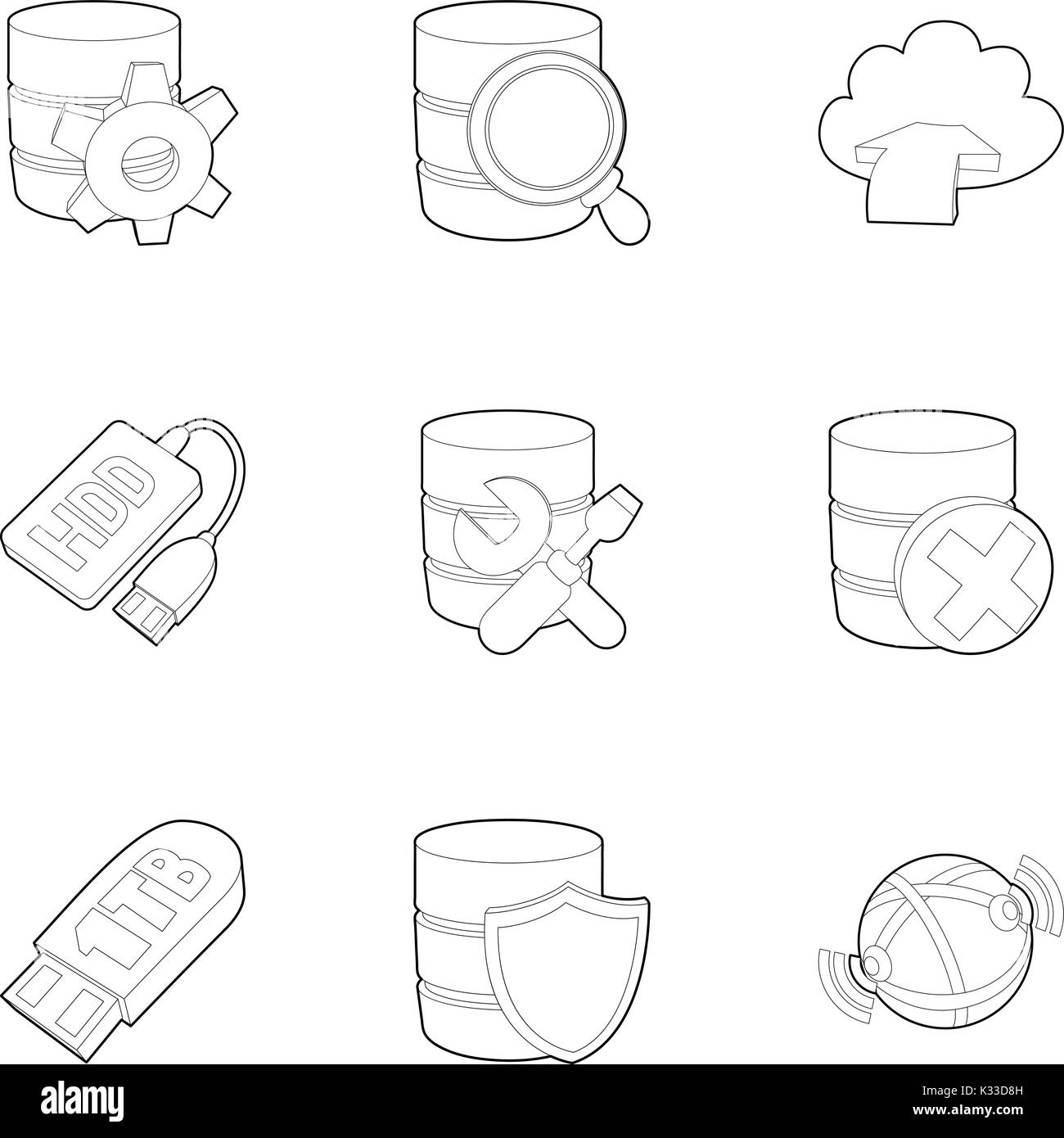 Storage interface icons set, outline style Stock Vector Image & Art - Alamy