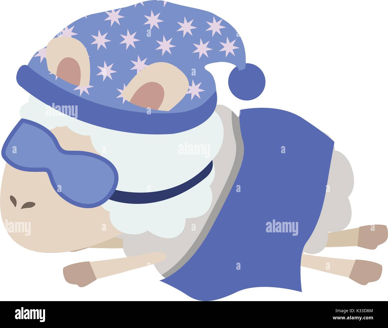 sheep animal with sleeping cap and sleep mask wrapped in a blanket in ...