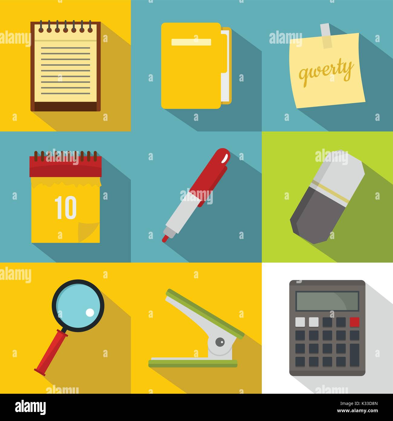 Office tools icon set, flat style Stock Vector Image & Art - Alamy