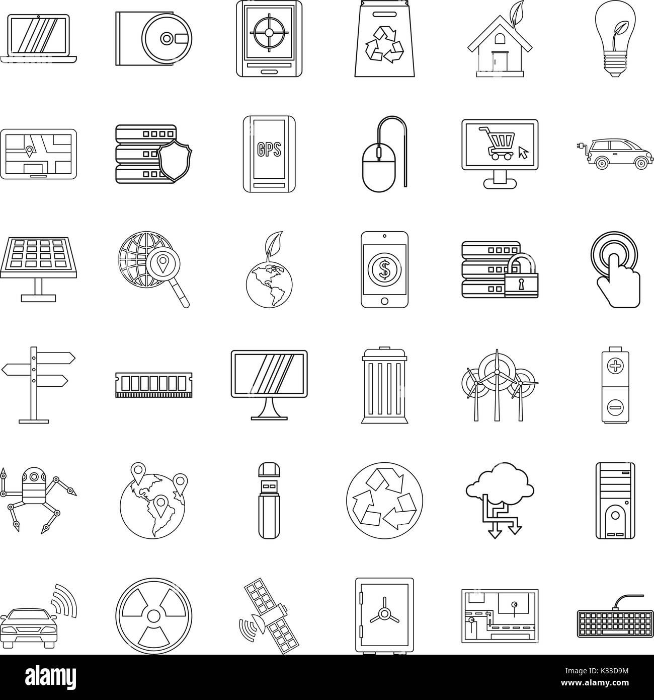 Connection icons set, outline style Stock Vector Image & Art - Alamy