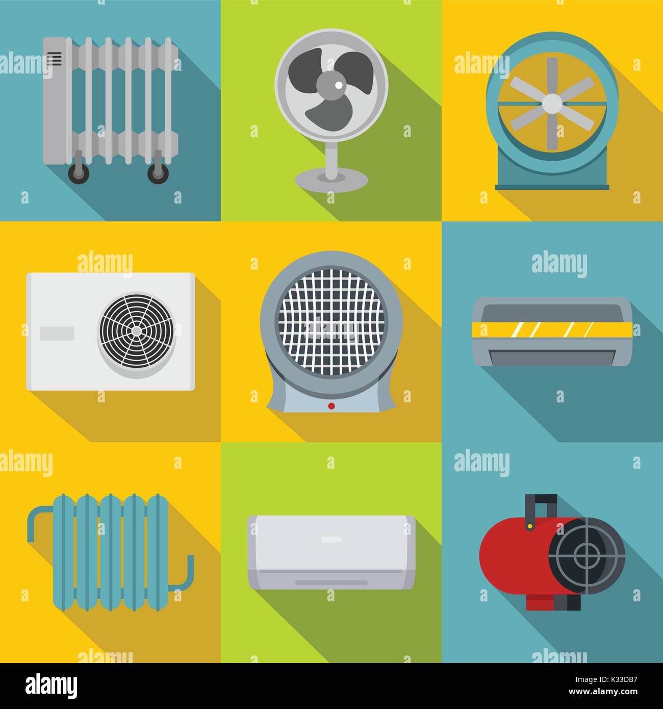 Heating cooling air icon set, flat style Stock Vector Image & Art - Alamy