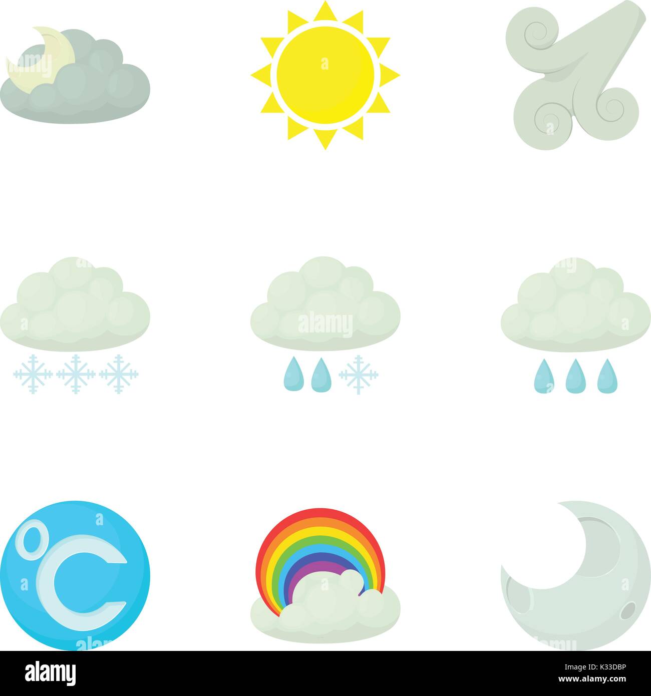 Modern weather icons set, cartoon style Stock Vector Image & Art - Alamy