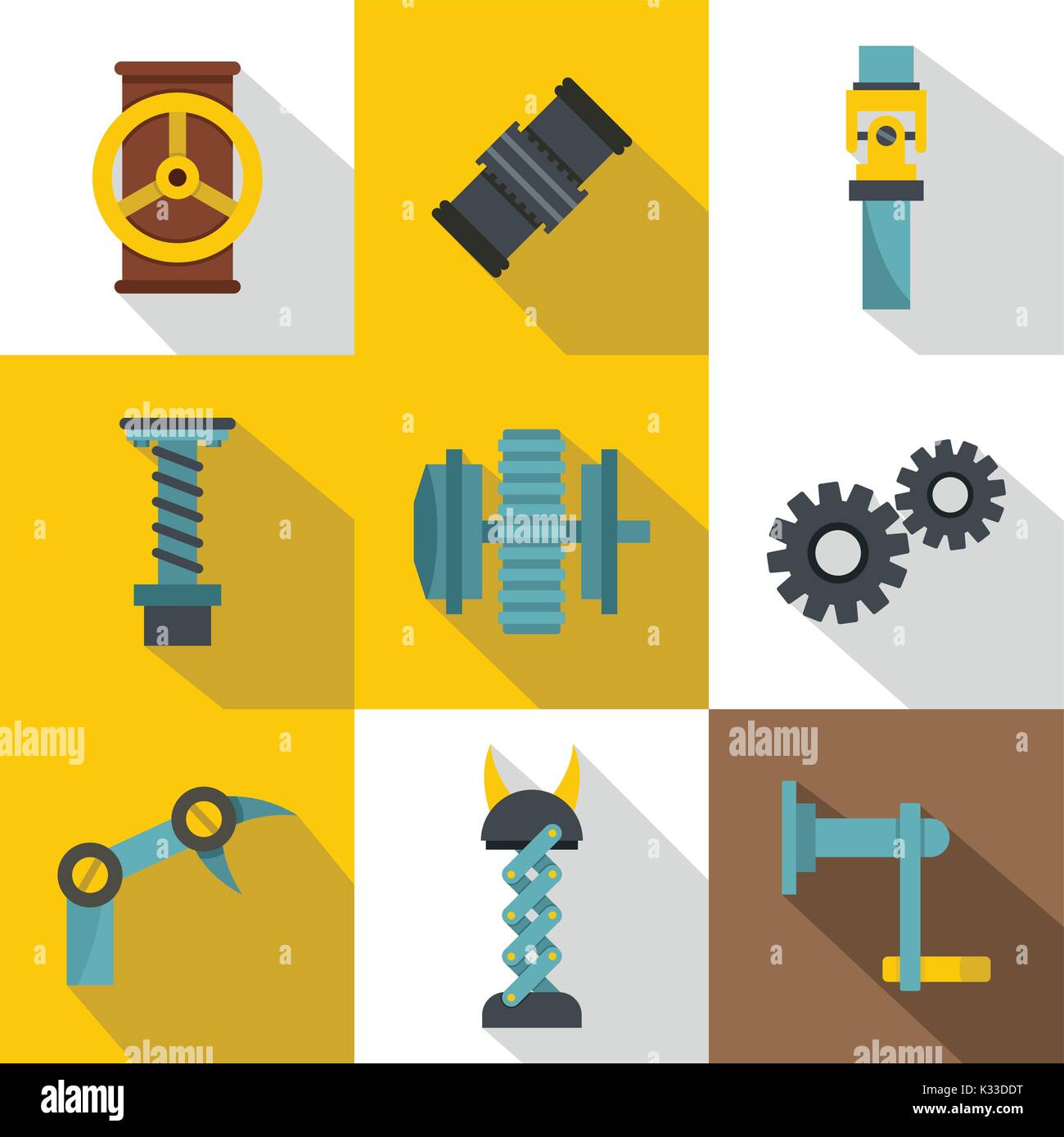 Mechanism parts icon set, flat style Stock Vector Image & Art - Alamy