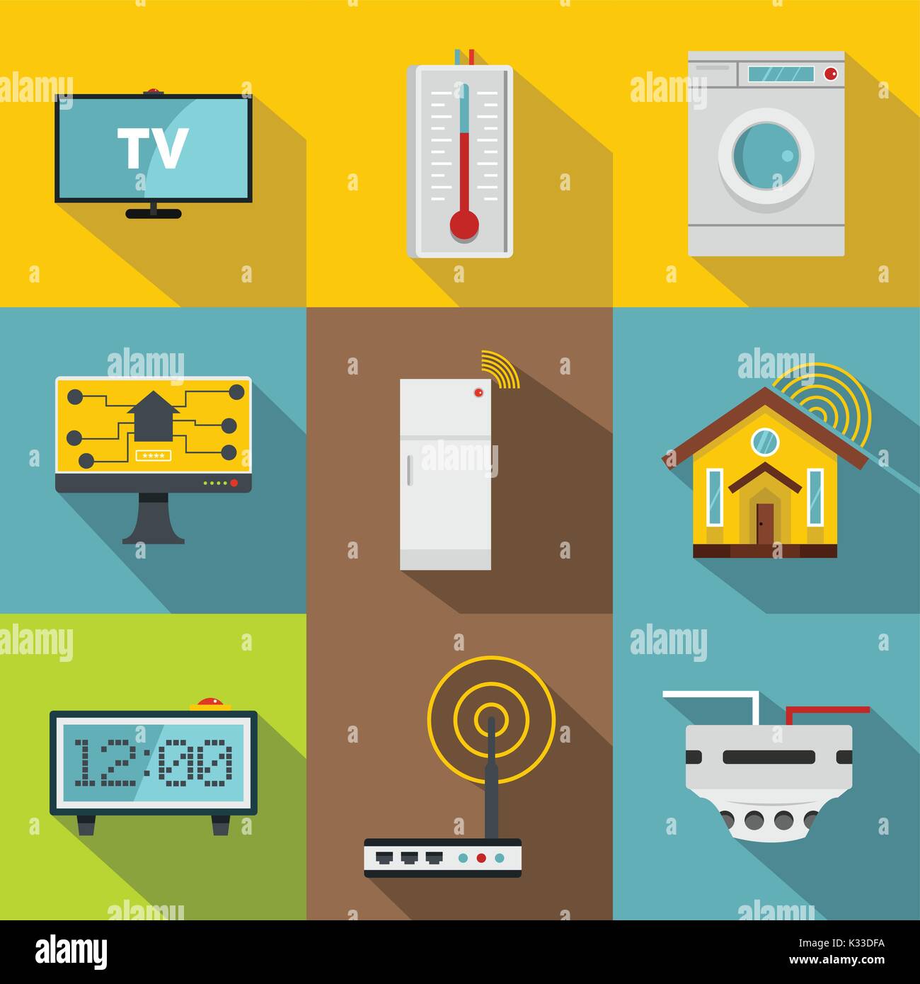 Smart home system icon set, flat style Stock Vector Image & Art - Alamy