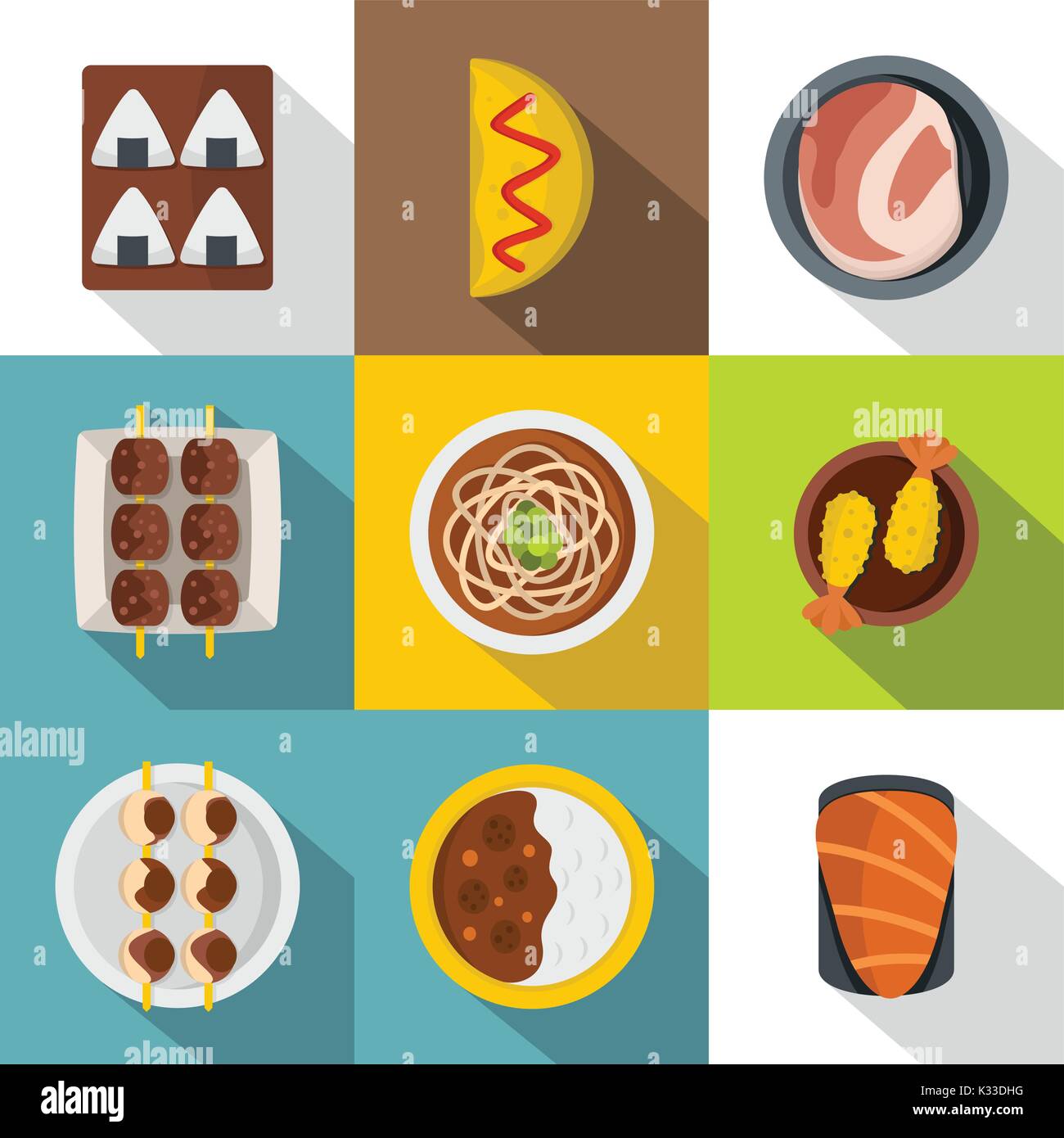 Japan food icon set, flat style Stock Vector Image & Art - Alamy