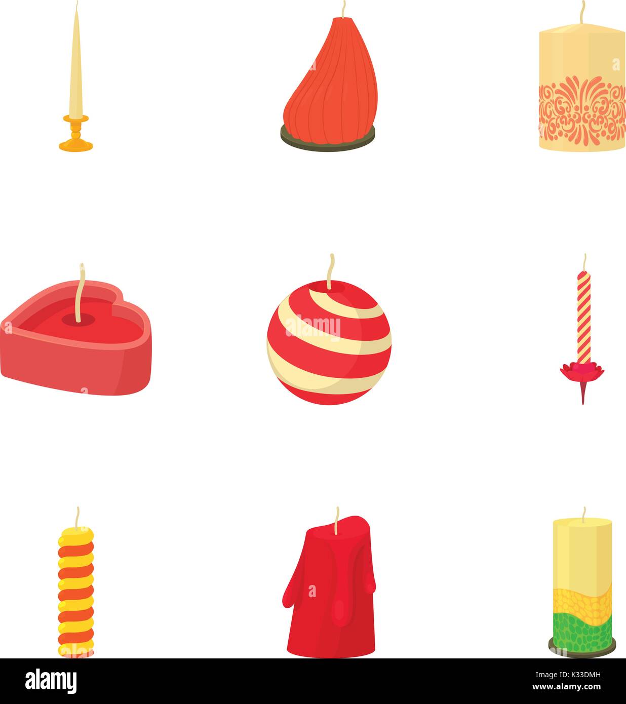 Christmas candle icons set, cartoon style Stock Vector Image & Art - Alamy