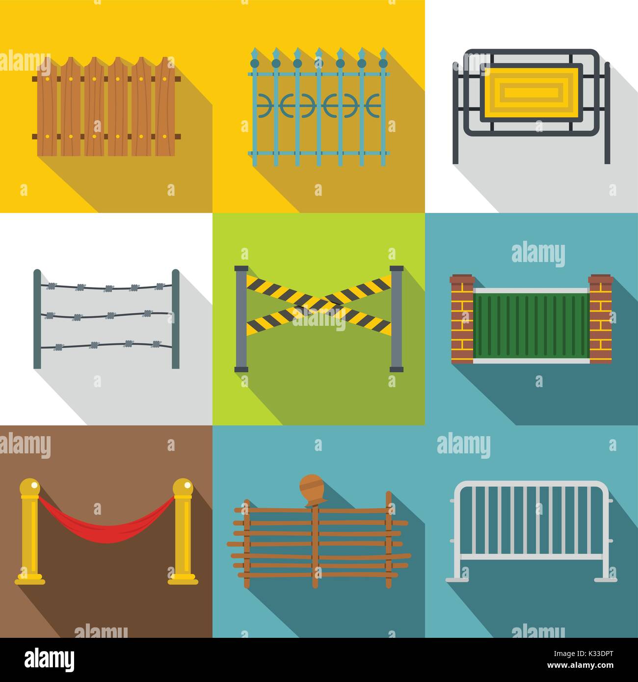 Fencing modules icon set, flat style Stock Vector Image & Art - Alamy