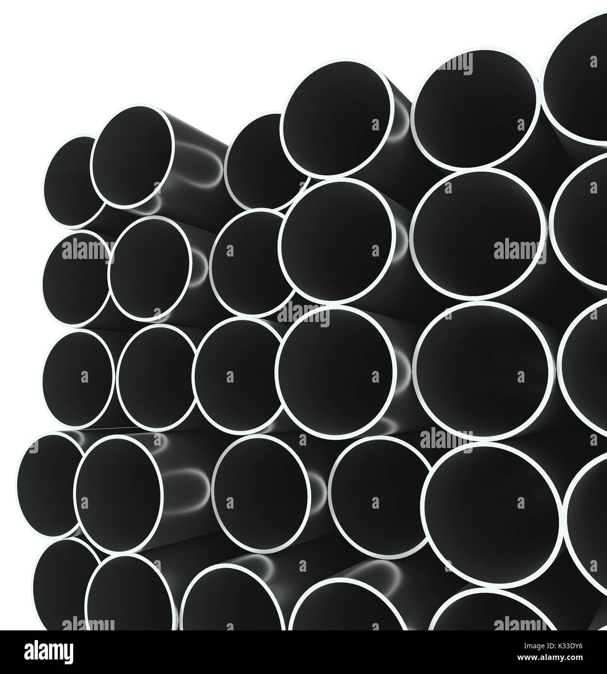 Stack of steel pipes. 3D Illustration Stock Photo - Alamy
