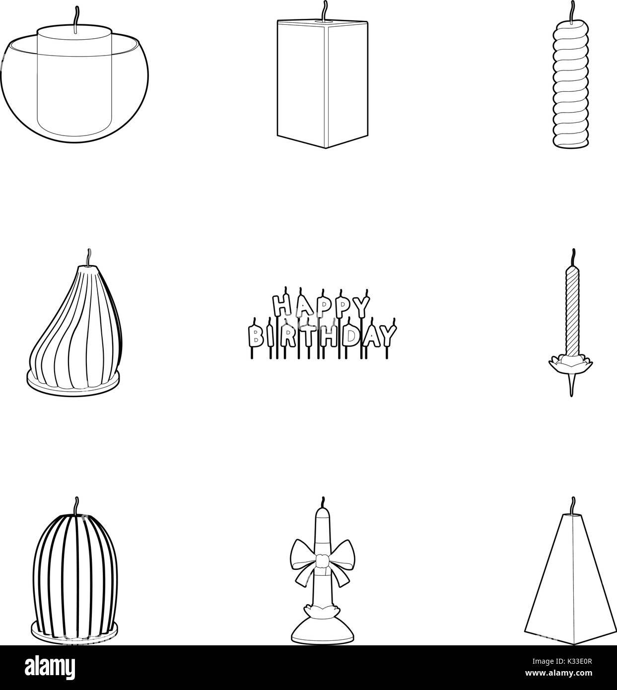 Candle forms icons set, outline style Stock Vector Image & Art - Alamy