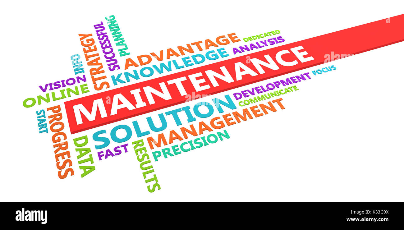 Maintenance Word Cloud Concept Isolated on White Stock Photo - Alamy