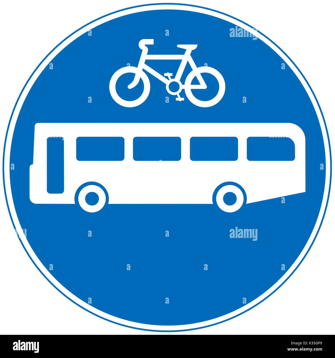 Buses and cycles only road sign on white background Stock Photo - Alamy