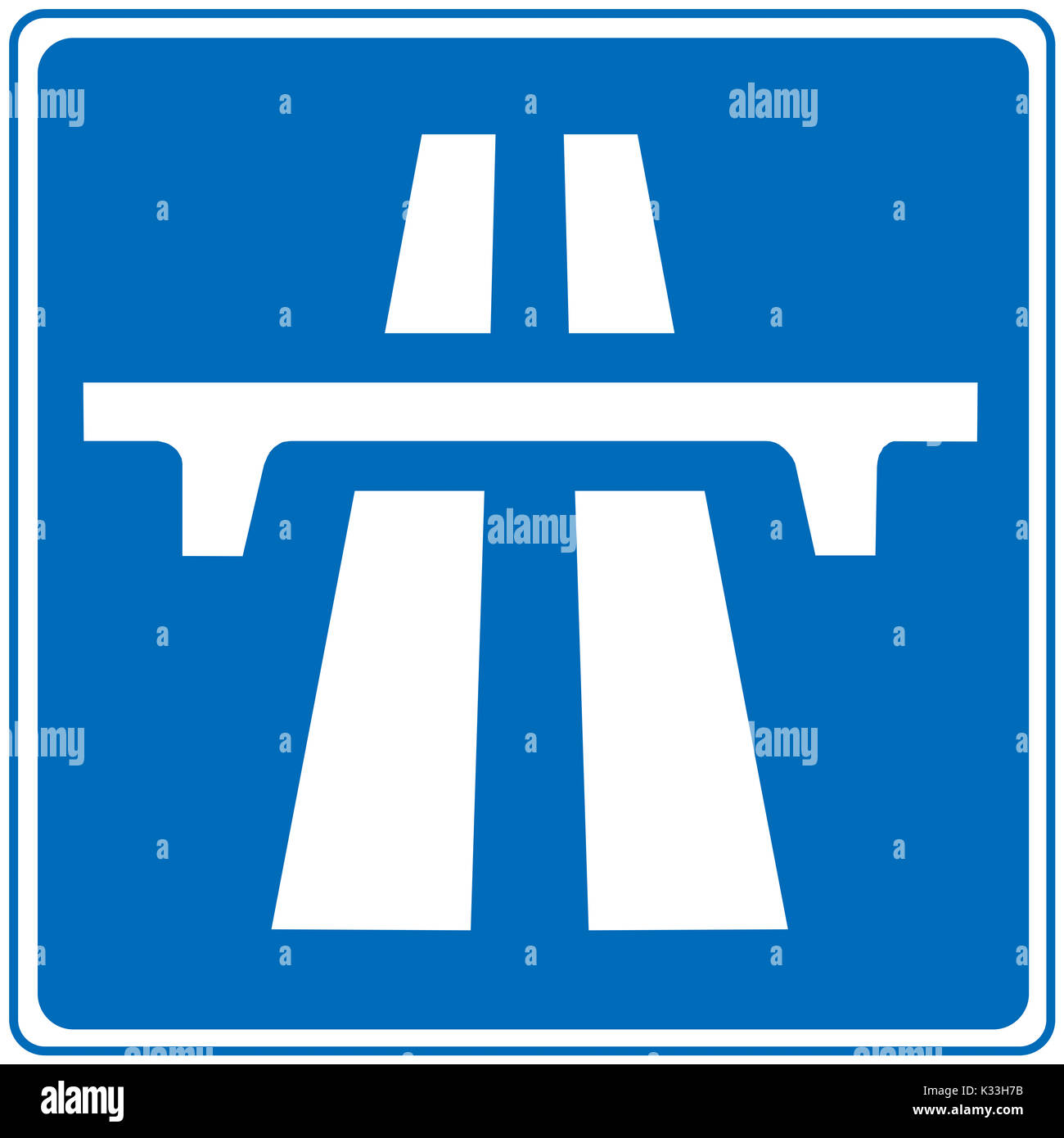 Motorway road sign on white background Stock Photo - Alamy