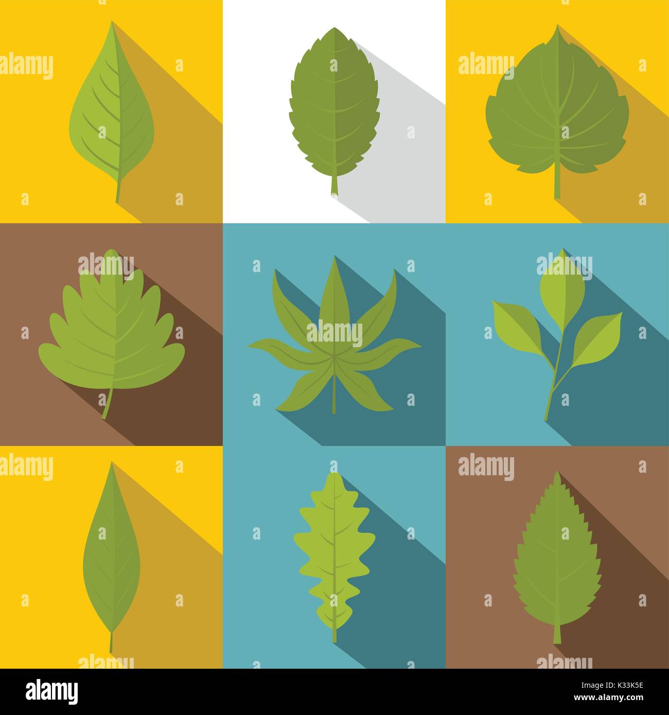 Summer leaf icon set, flat style Stock Vector Image & Art - Alamy