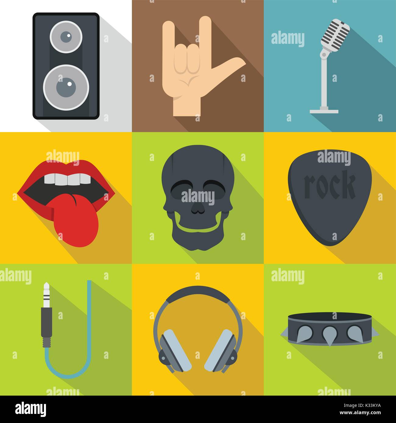Rock music icon set, flat style Stock Vector Image & Art - Alamy