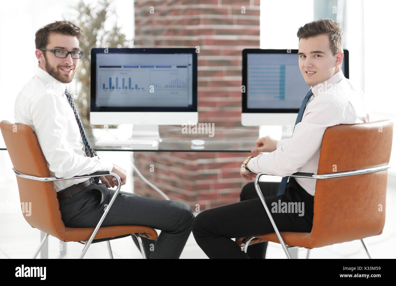 managers work with financial charts Stock Photo - Alamy