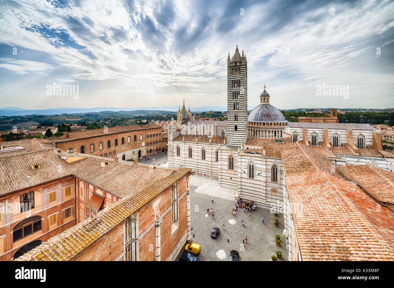 top view of the main square of Siena, wonderful medieval town of the ...