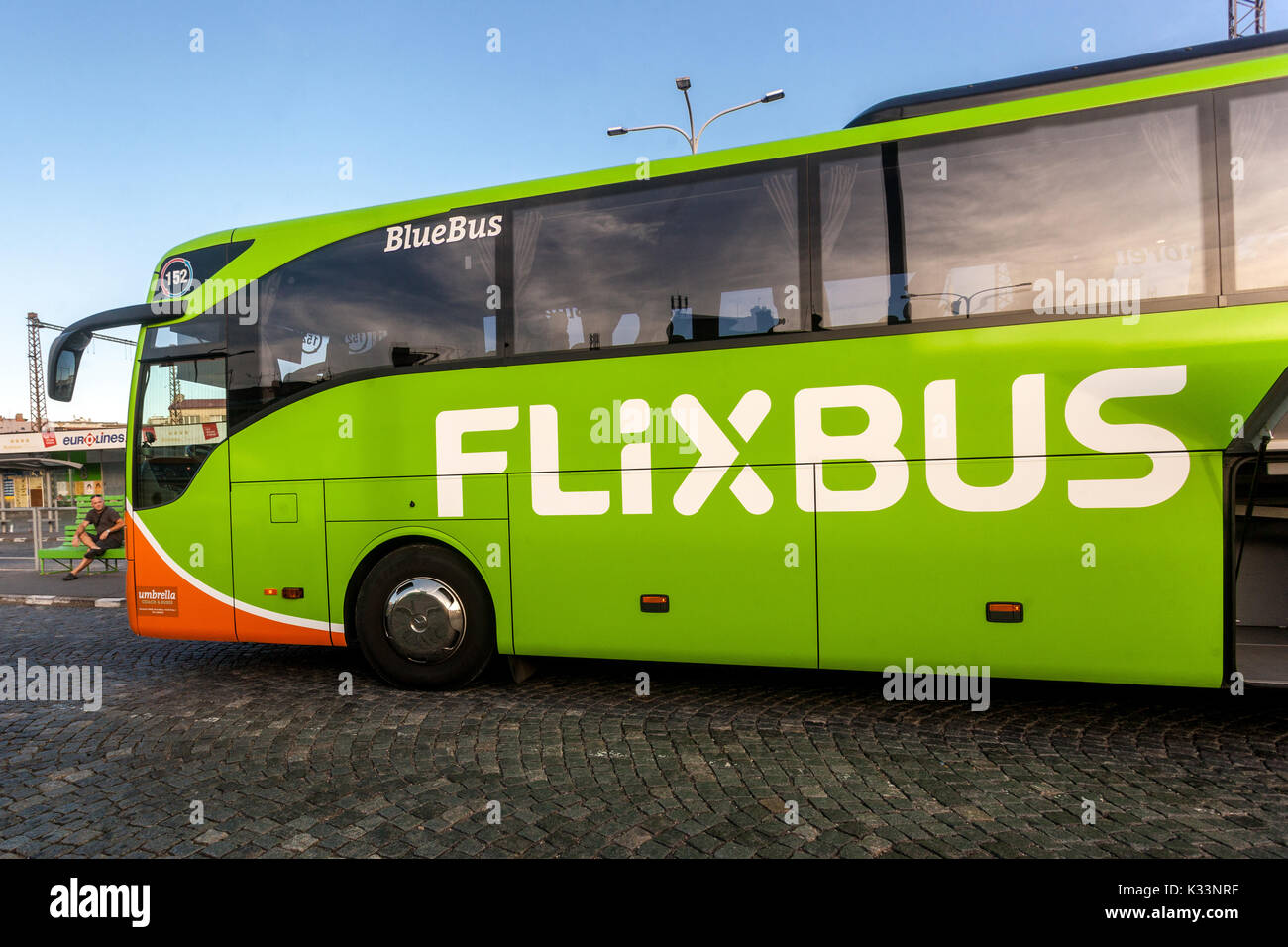 Prague Florenc, Czech Republic, Flixbus coach, Bus station Stock Photo ...