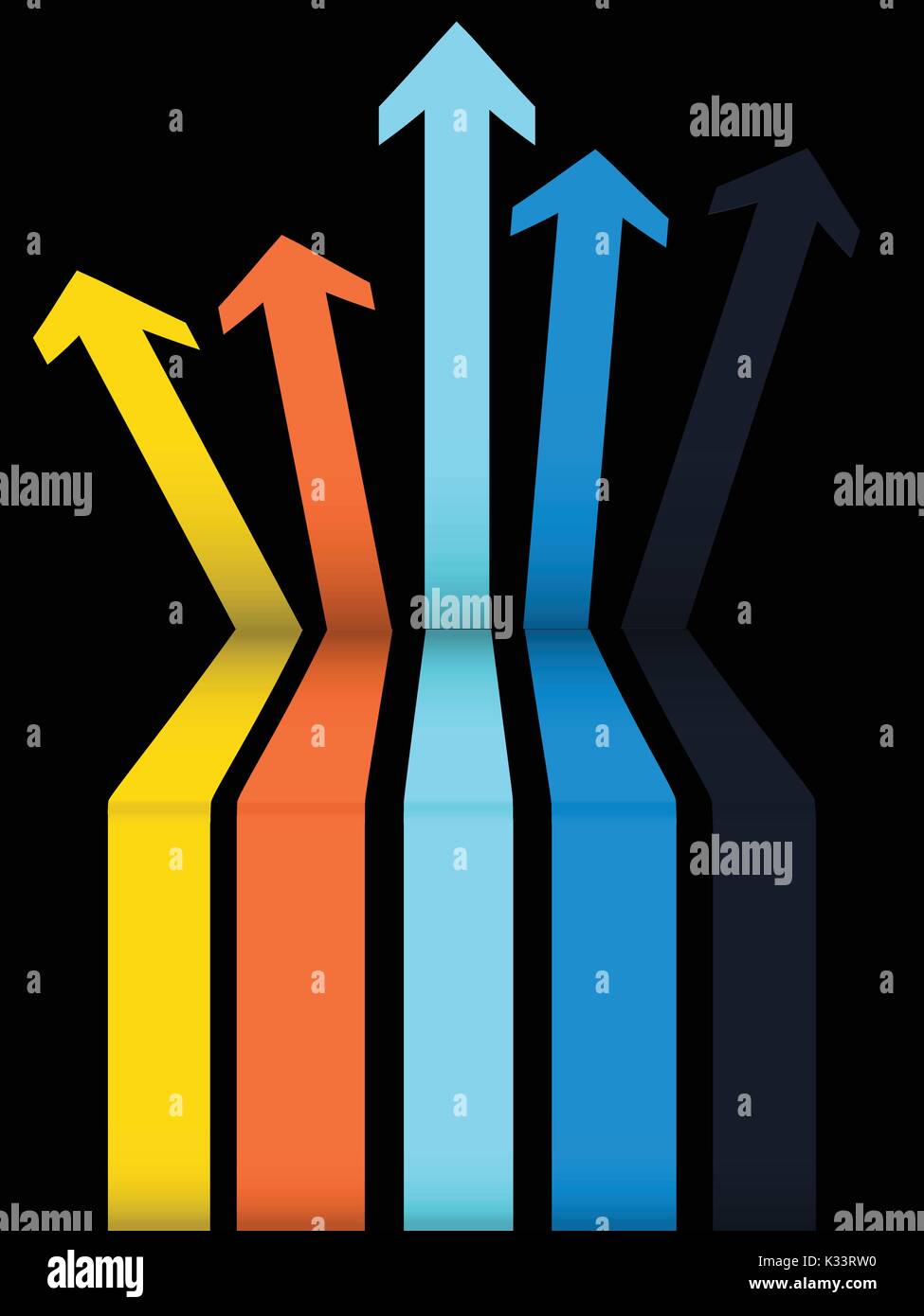 3D Illustration of a Set Of Multicoloured Arrows Going Up with a Step ...