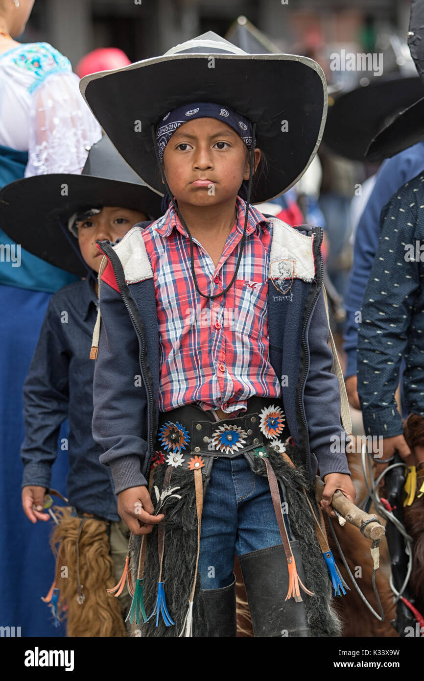 June 24, 2017 Cotacachi, Ecuador: indigenous quechua children wearing ...
