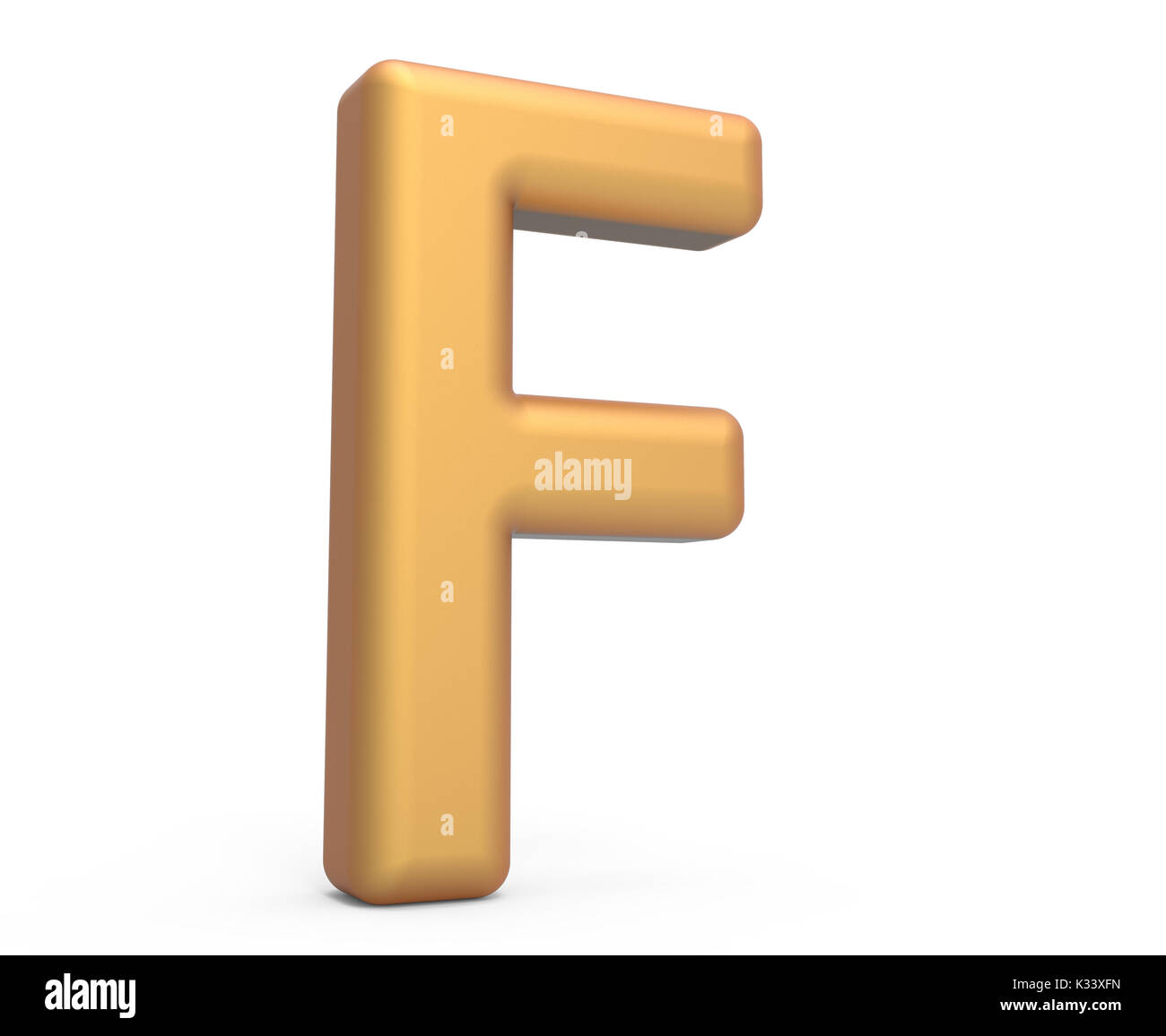 golden letter F, 3D rendering thin and tall alphabet in matte golden ...